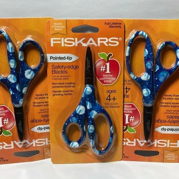 Office | Fiskars Scissors 3 Pairs Pointed Tip Blue Space | Poshmark